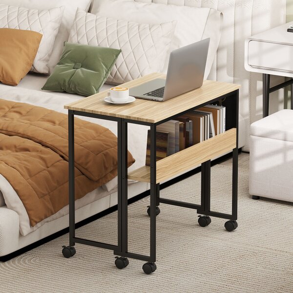 HOMCOM Birou pliabil pe roți 80 x 50 cm cu raft și geantă de depozitare ...