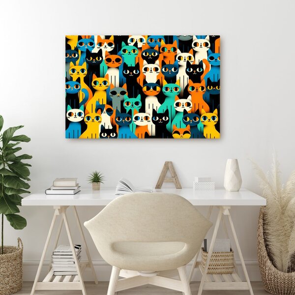 Tablou pisici colorate în șir | FAVI.ro