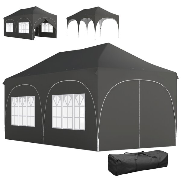 Outsunny Cort Pliabil 600x300 cm Pop-up cu 4 Laterale Detașabile ...