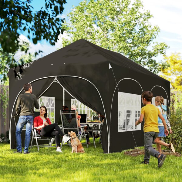 Outsunny Cort Pliabil 600x300 cm Pop-up cu 4 Laterale Detașabile ...