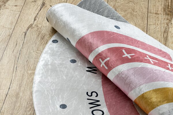 BAMBINO 47810 covor rotund lavabil Curcubeu, puncte pentru copii anti ...