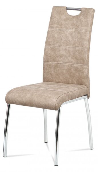 Scaun modern de dining în culoarea vintage latte cu picioare cromate HC ...