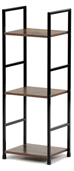 Bibliotecă , 3 rafturi, decor lemn vintage, MDF, lac negru | FAVI.ro