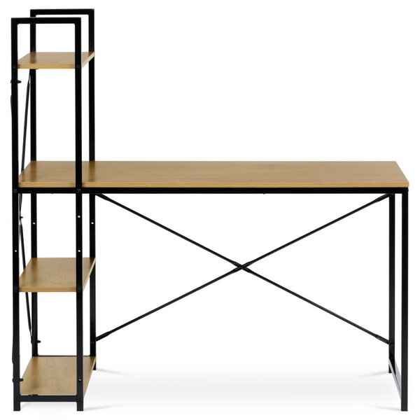 Birou cu rafturi, MDF, decor stejar, metal negru. GD-520 din Depozit ...