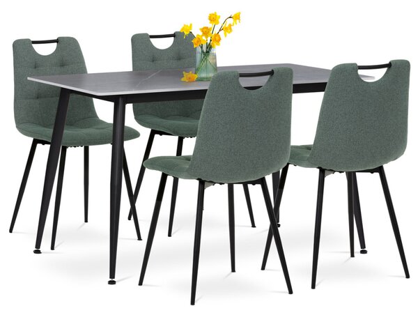 Set de sufragerie 1+4, masa 130x70, blat din piatra sinterizată cu ...