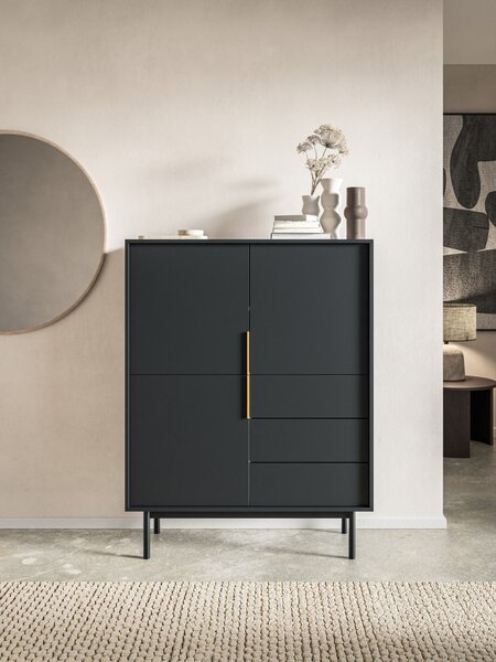 Comodă înaltă elegantă, de culoare neagră. VIVA VI04 | FAVI.ro