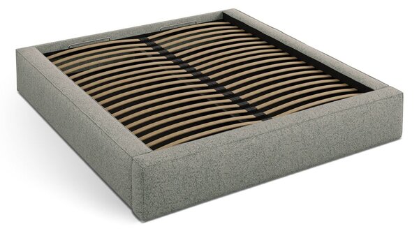 Pat matrimonial verde tapițat cu spațiu de depozitare/fără tăblie cu ...