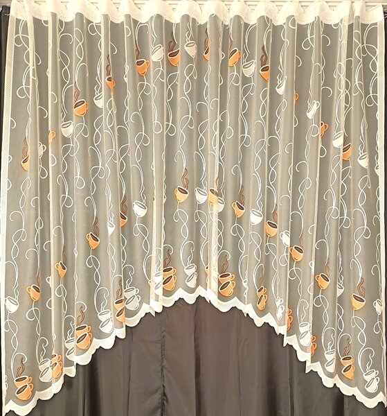 Perdea cu bolta cescute cafea, model T-S-94 CREM, 3.25 ml x H 1.85 CU ...