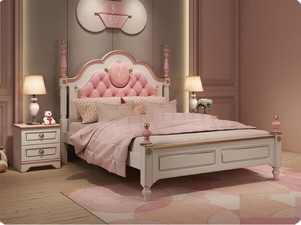 Pat Mica Lebada cu noptiera din MDF si lemn stejar 120 x 200cm -cod ...