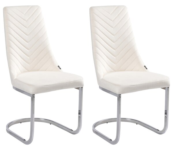 Set de 2 scaune dining ALTOONA Catifea Alb-murdar | FAVI.ro