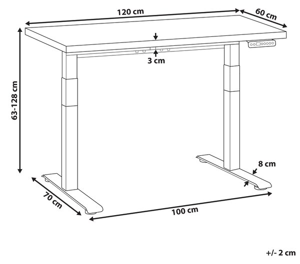 Birou electric reglabil pe înălțime DESTINES Maro deschis/Alb 120 cm 60 ...